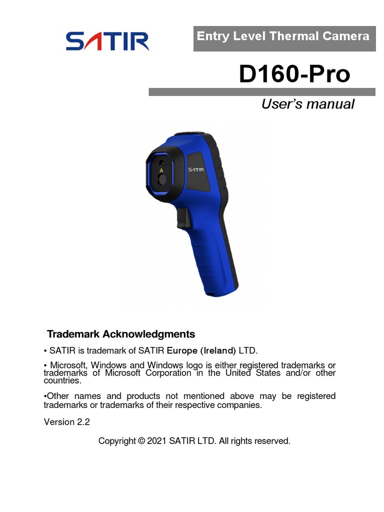 D160 PRO - User's Manual | PDF | Thermography | Infrared