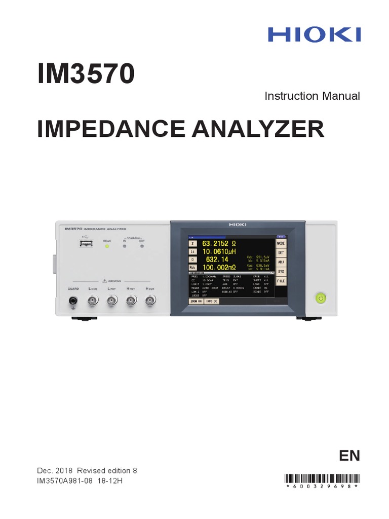Hioki Im3570 Handbuch en A981 08 | PDF | Electrical Connector | Ac ...