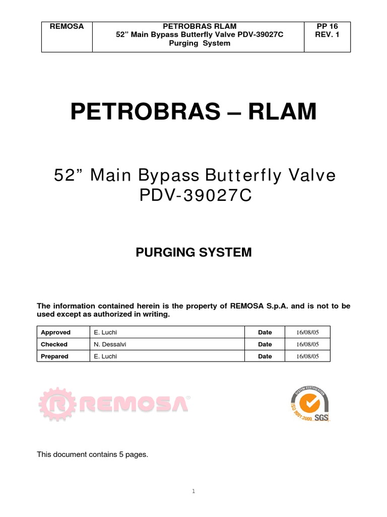 PP16 Purging 52in Butterfly - Rev1 | PDF | Valve | Flow Measurement