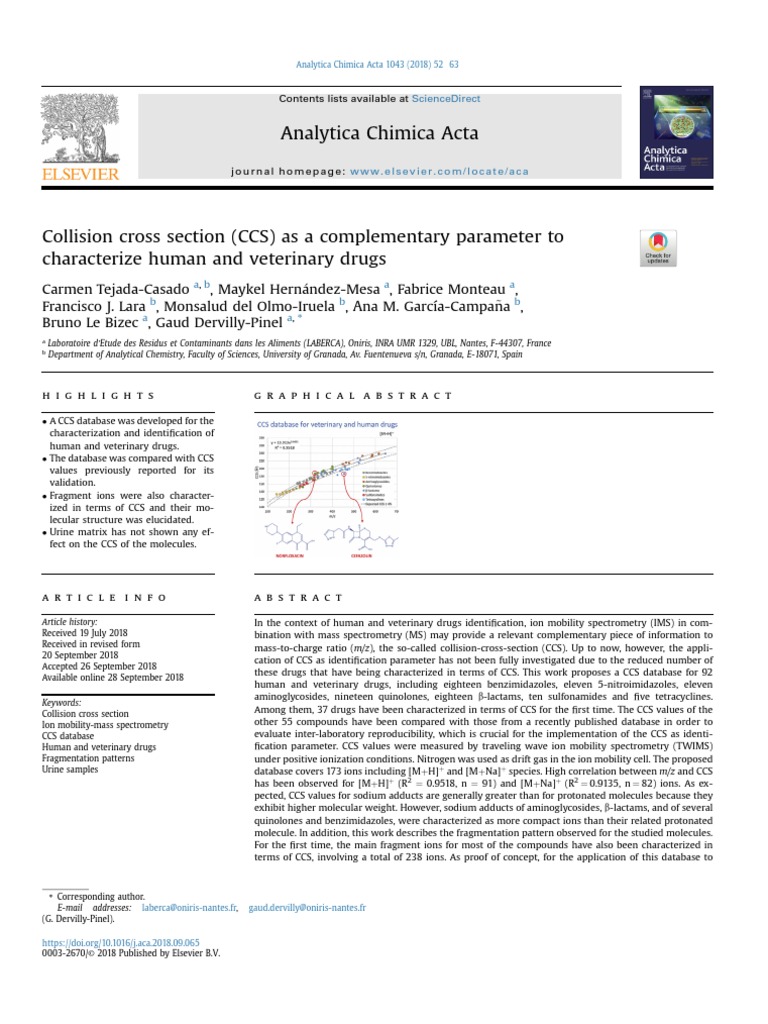 Collision Cross Section (CCS) As A Complementary Parameter To ... Collision Cross Section (CCS) As A Complementary Parameter To ...