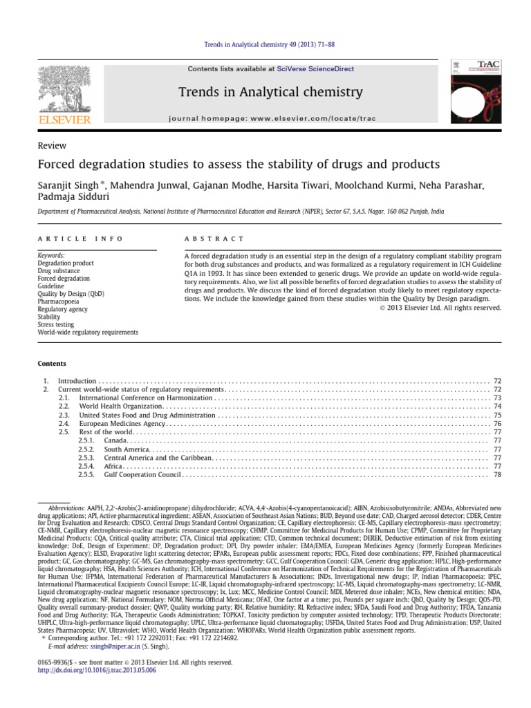 Forced degradation studies to assess the stability of drugs and ...