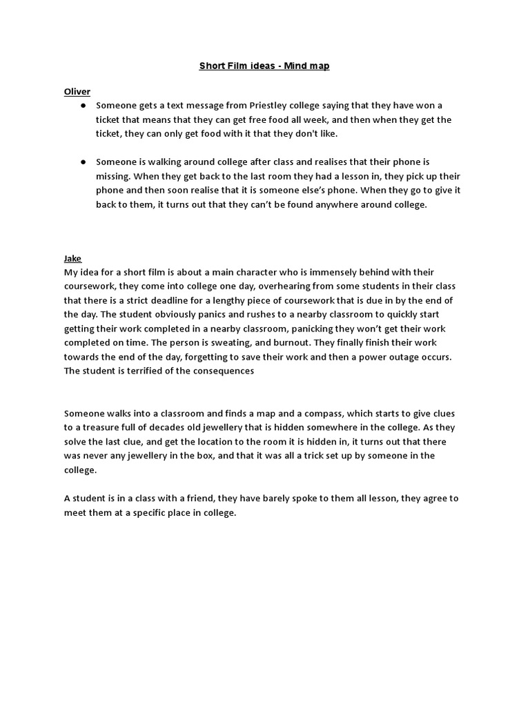 Short Film Ideas - Mind Map | PDF