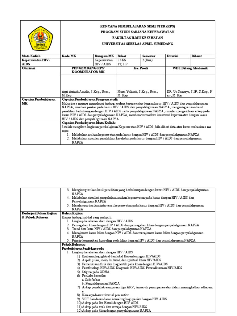 Rps Kep Hiv-Aids Ta 2021-2022 SMT Genap | PDF