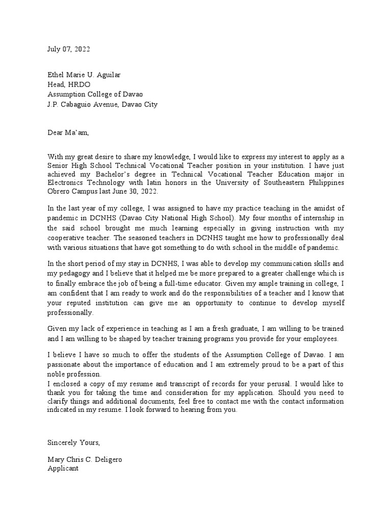 Application and Resume | PDF | Teachers | Teacher Education