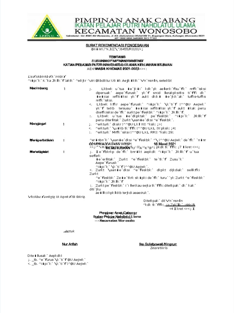 PDF Surat Rekomendasi Pengesahan Pac Ippnu - Compress | PDF PDF Surat Rekomendasi Pengesahan Pac Ippnu - Compress | PDF