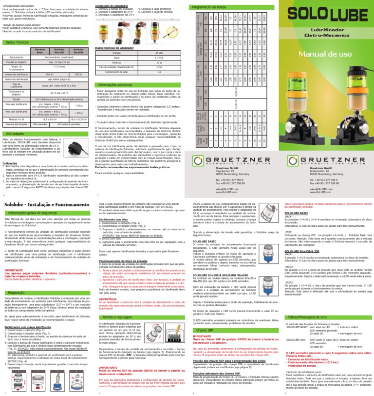 Gruetzner Solo Lube Folder | PDF | Fonte de energia | Quantidades físicas