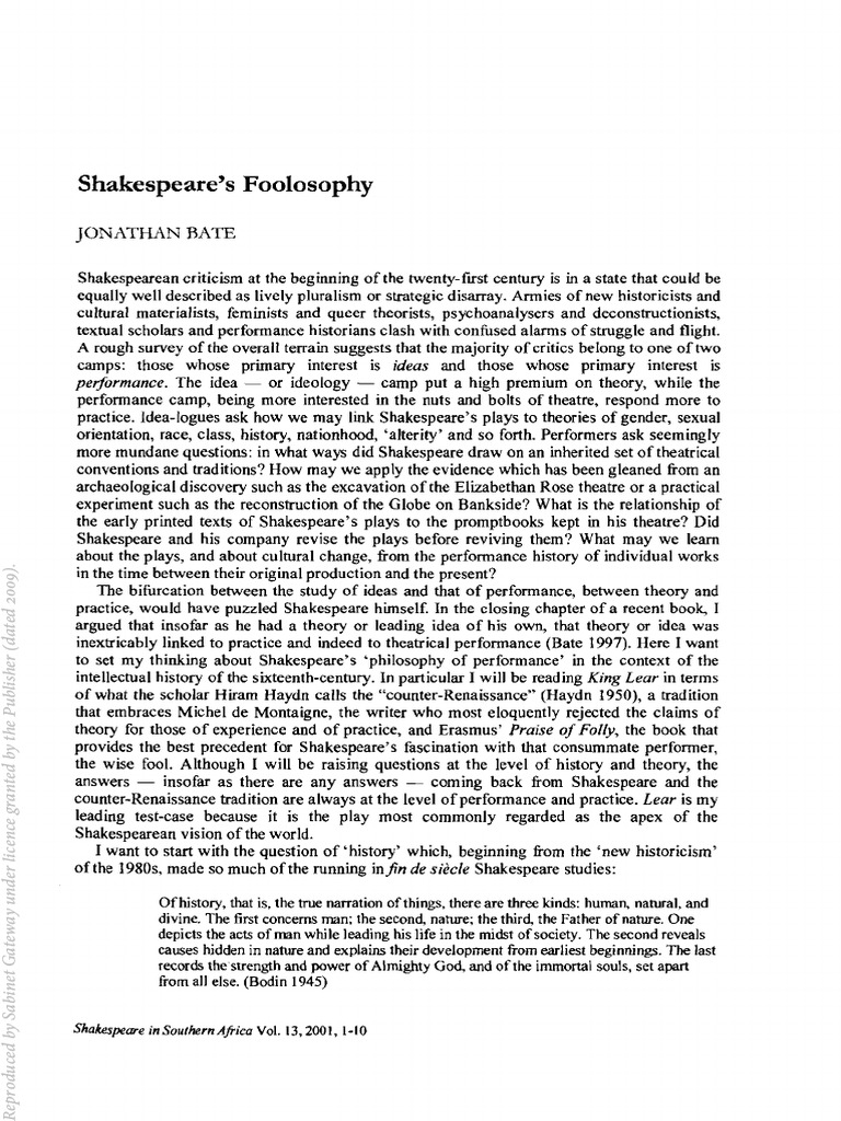 Foo Losophy | PDF | King Lear | William Shakespeare