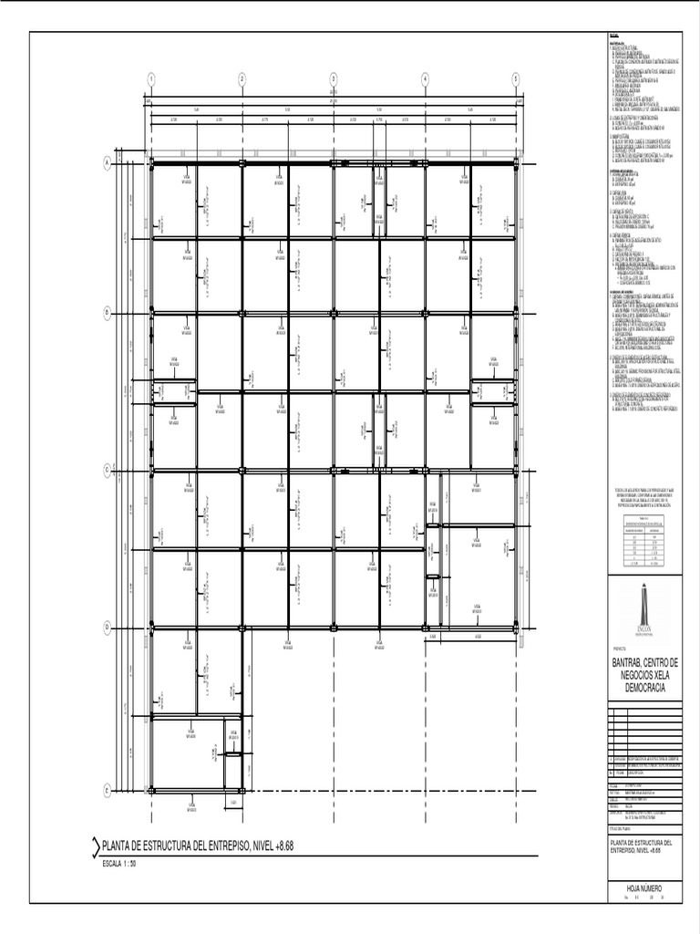 BANTRAB XELA 20220123 - Plano - E-5 - PLANTA DE ESTRUCTURA DEL ENTREPISO, NIVEL +8-68 | PDF ...