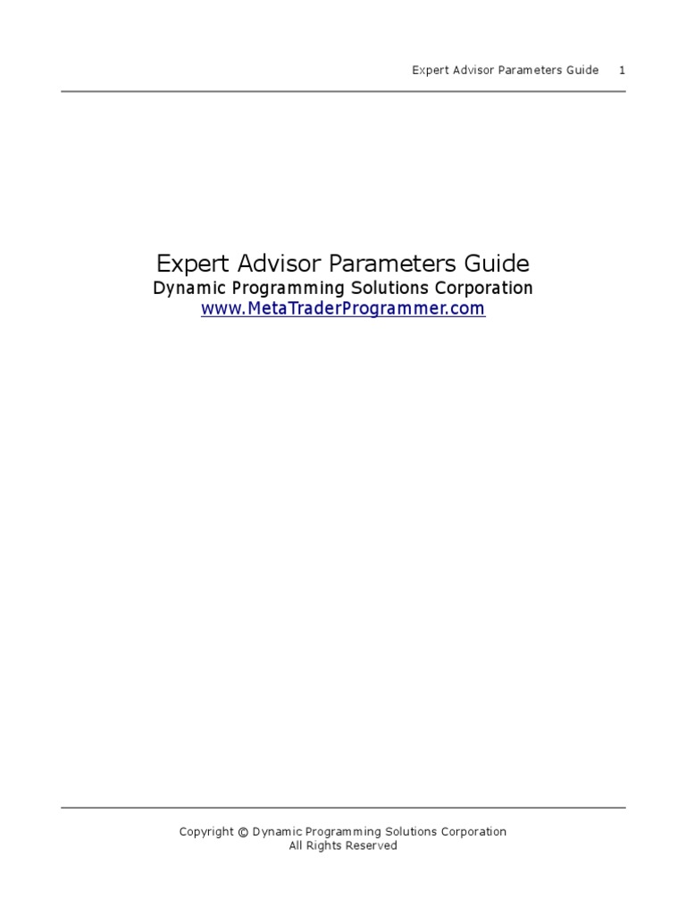 Expert Advisor Parameters Guide Pdf Investment Management Parameter Computer Programming