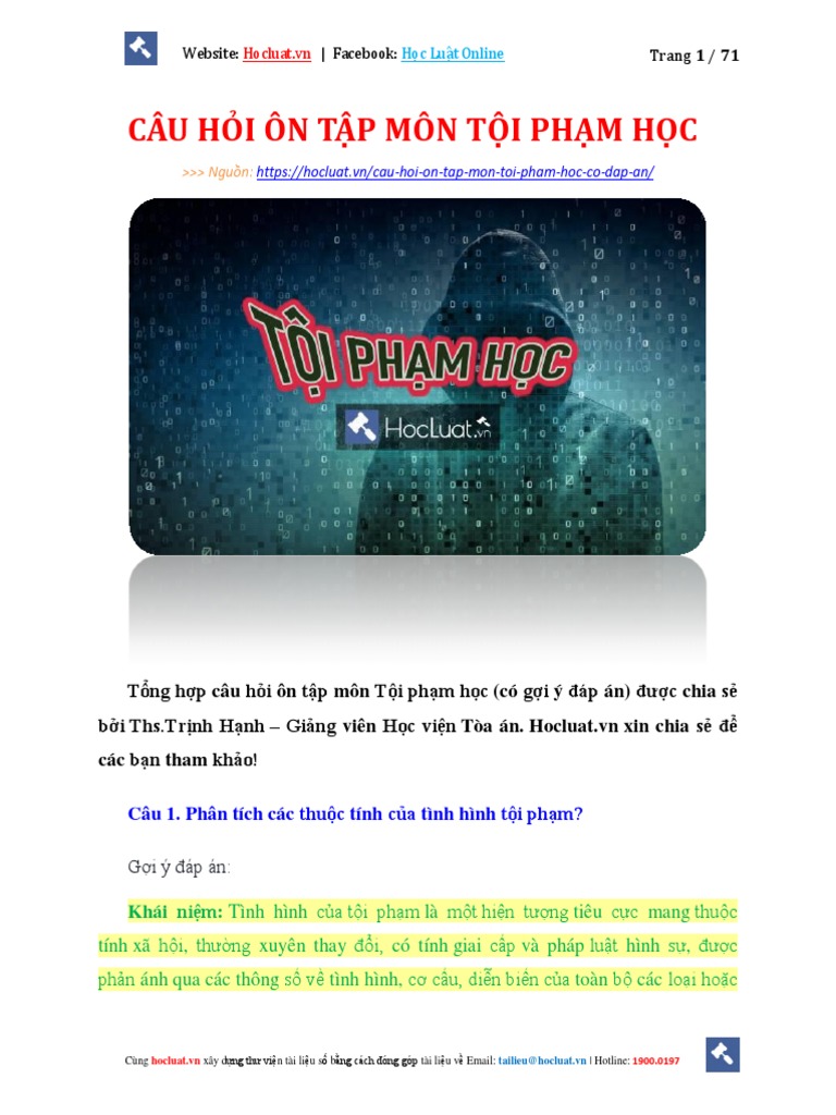 Cau Hoi On Tap Mon Toi Pham Hoc | PDF