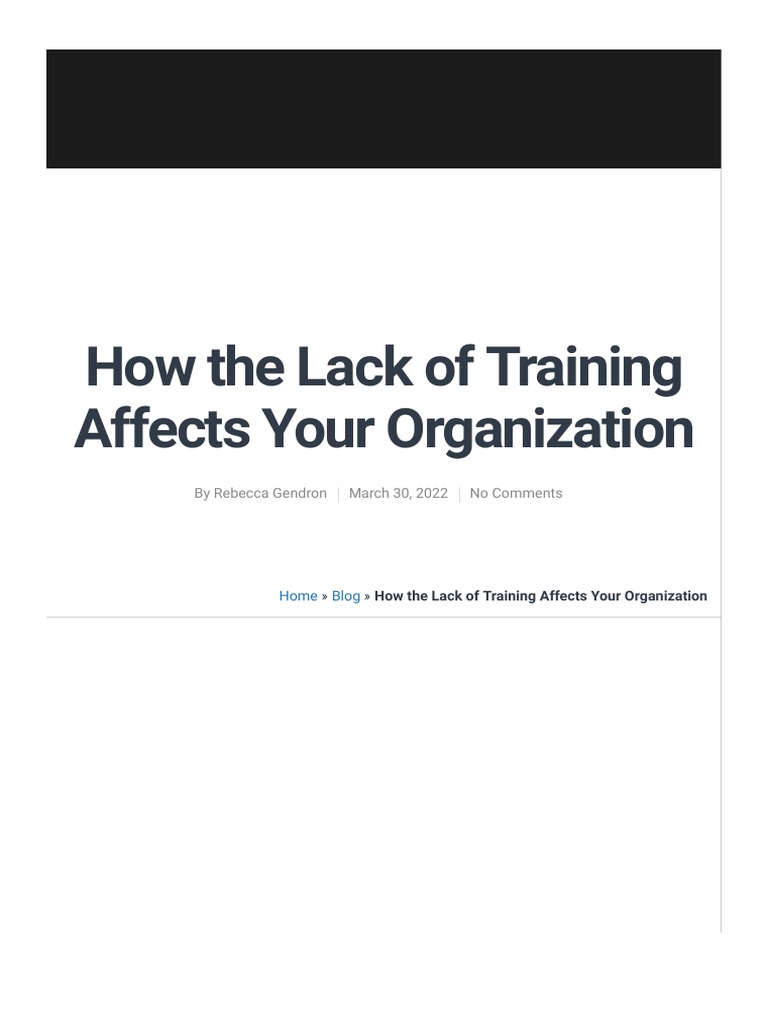 Impact of No Training on Organizations | PDF | Employee Retention ...
