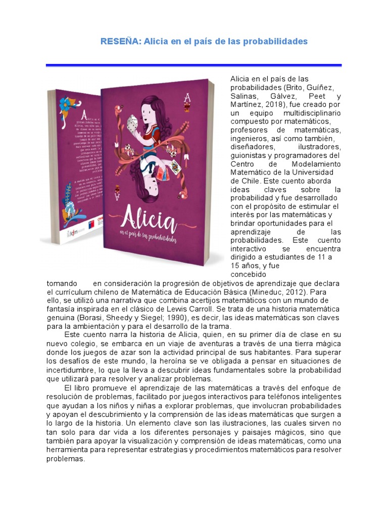 Alicia y la Aventura de la Probabilidad | PDF | Probabilidad | Experimentar