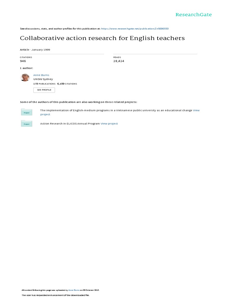 Collaborative Action Research For English Teachers | PDF | Language Education | English As A ...