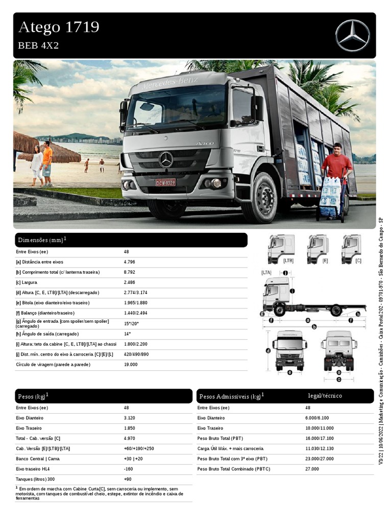 Ficha técnica ATEGO 1719 | PDF | Freio | Eixo