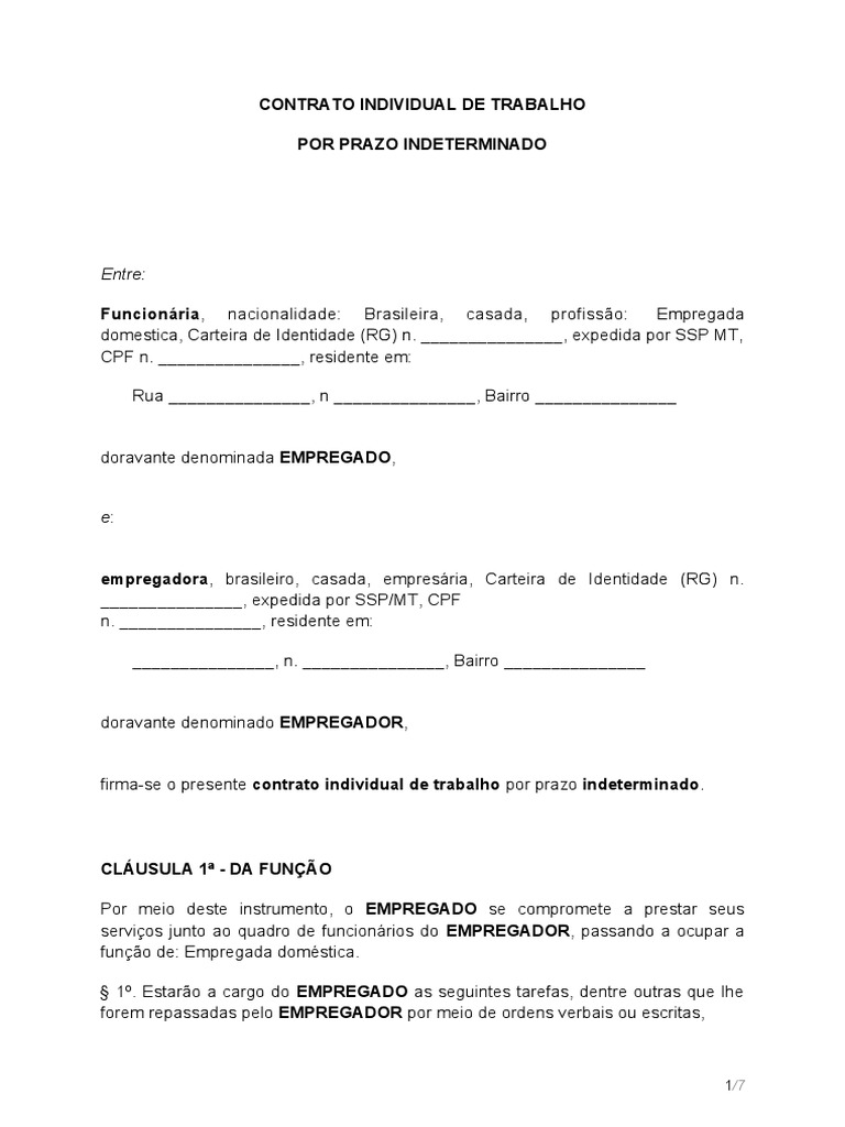 contrato_individual_de_trabalho | PDF | Hora extra | Salário