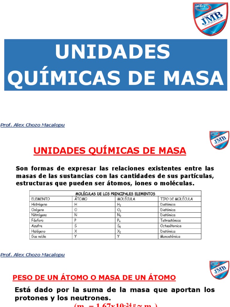 Unidades Quimicas | PDF | Mole (Unidad) | Moléculas