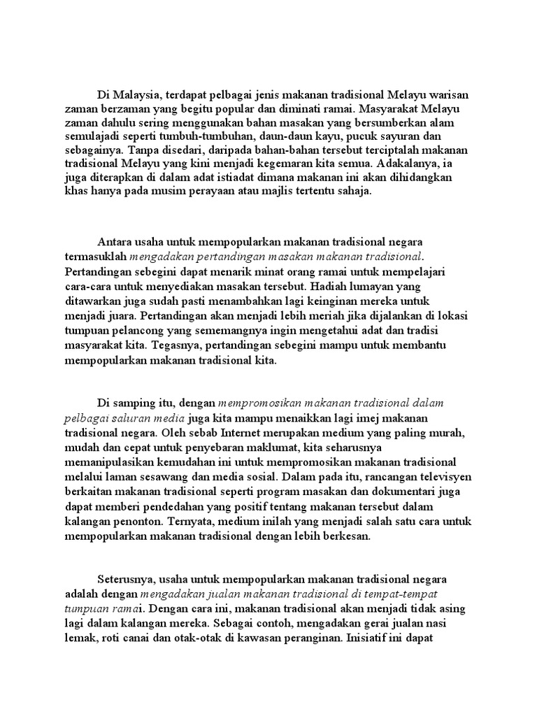Karangan Makanan Tradisional | PDF