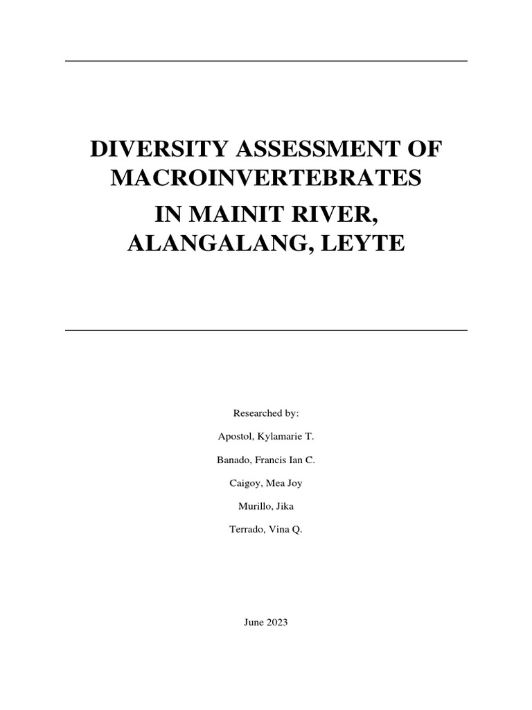 Diversity Assessment of Macroinvertebrates Species | PDF | Biodiversity ...