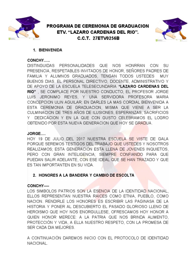 Programa de Ceremonia de Graduacion | PDF