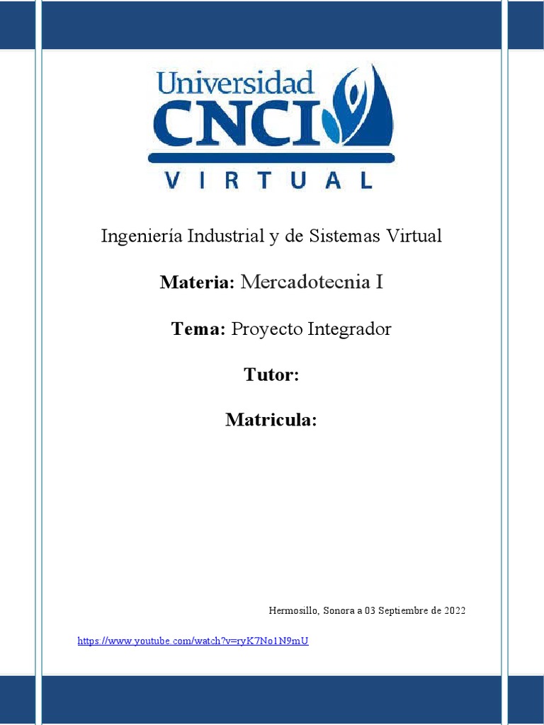 Proyecto Integrador Mercadotecnia I | PDF