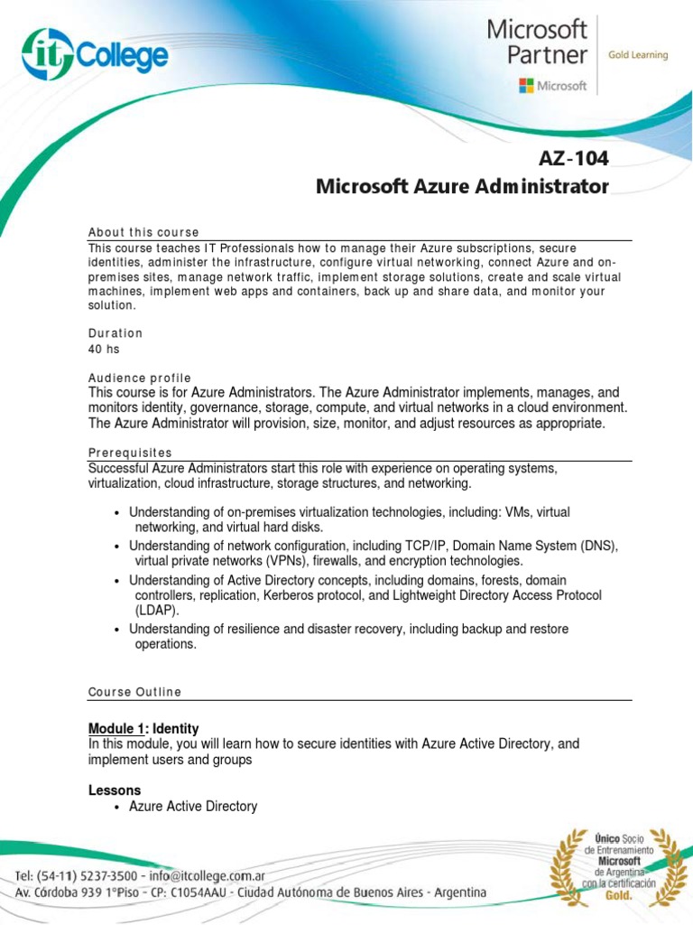 AZ-104 - Microsoft Azure Administrator | PDF | Active Directory | Microsoft Azure