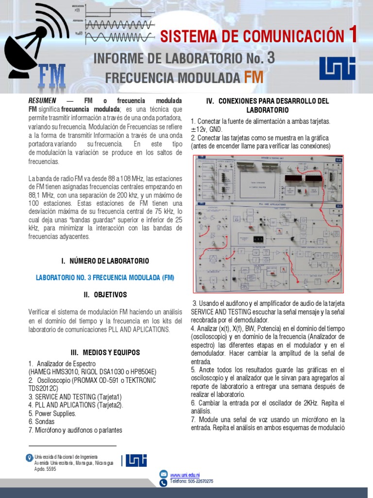 Informe de Laboratorio No. 3 Edgard Garcia Comunic. 1 | PDF | Modulación de frecuencia | Modulación