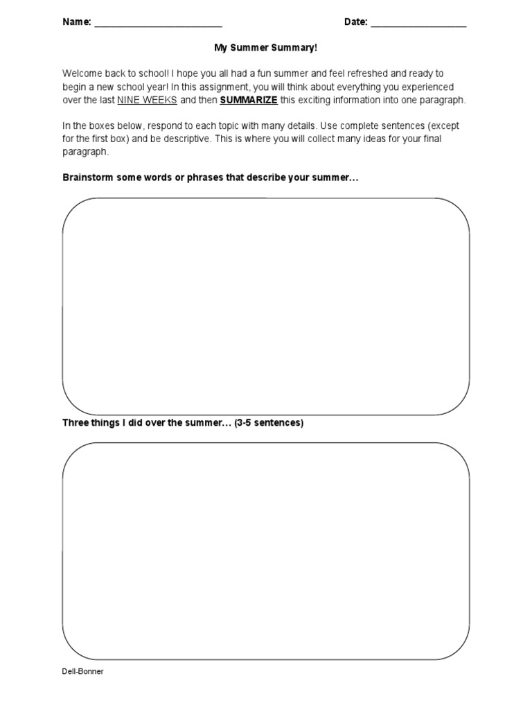 My Summer Summary | PDF | Paragraph | Cognitive Science