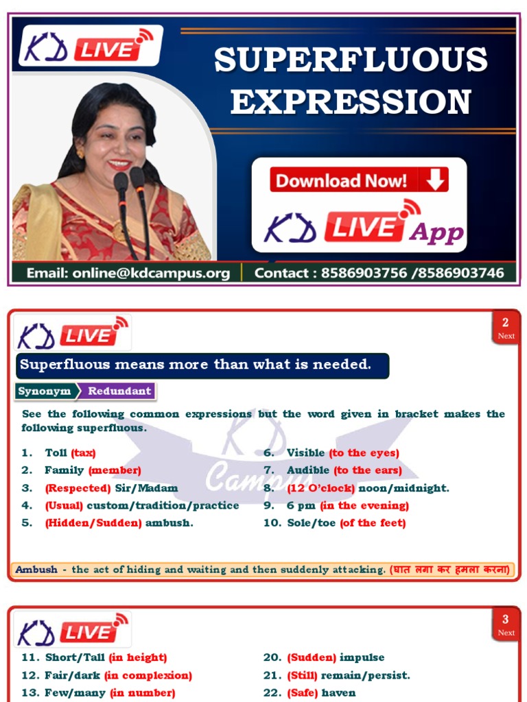 Examples of Superfluous Expressions | PDF