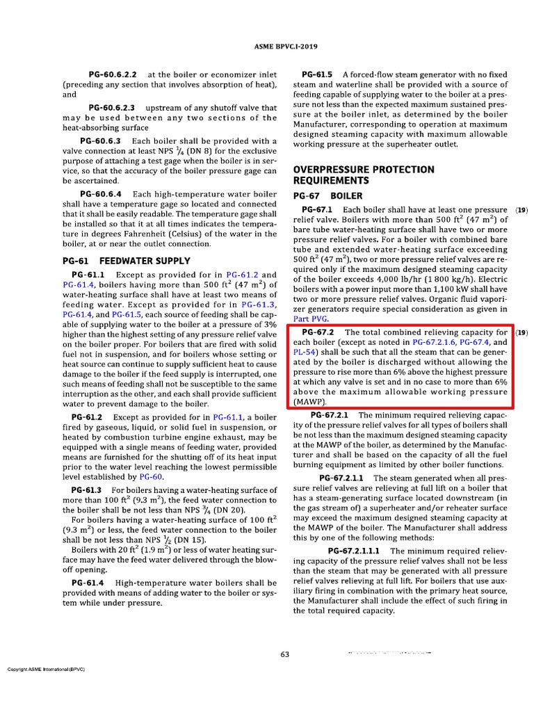ASME I - PG-67.2 - Porcentagem Acima Do PMTA Permitida Caldeiras | PDF