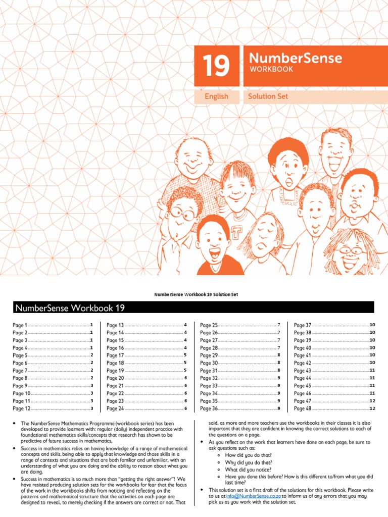 NumberSense Workbook 19 - Solution Set | PDF