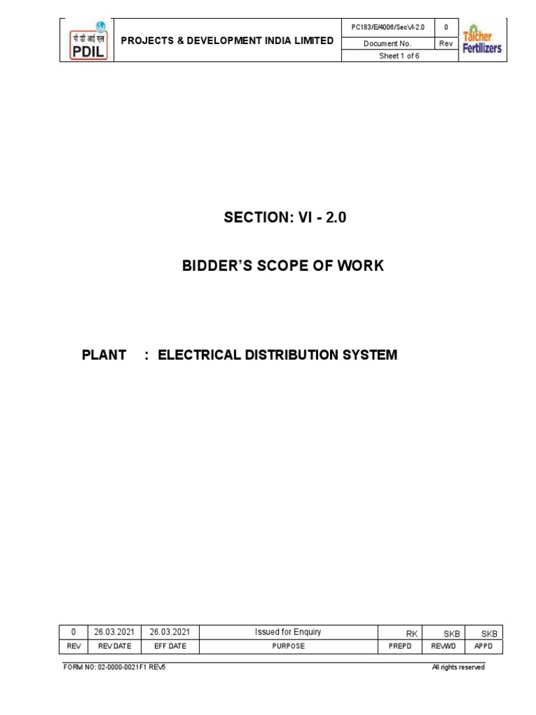 PDIL SoW | PDF | Electrical Substation | Engineering