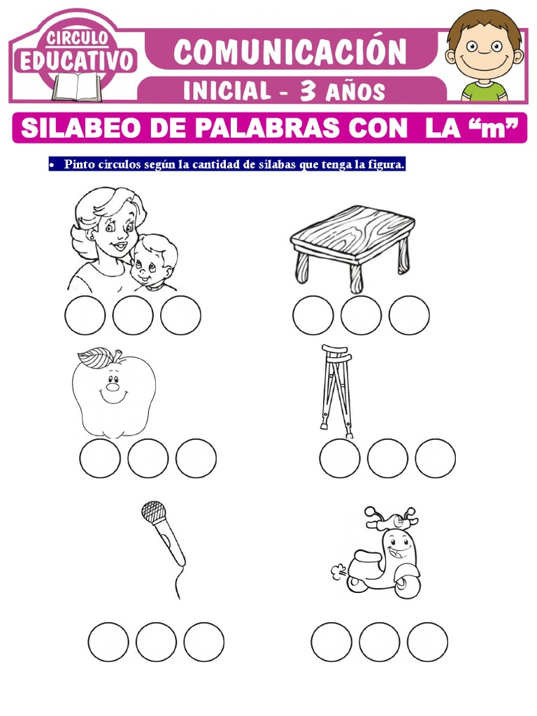 Silabeo de Palabras Con La M Para Ninos de Tres Anos | PDF