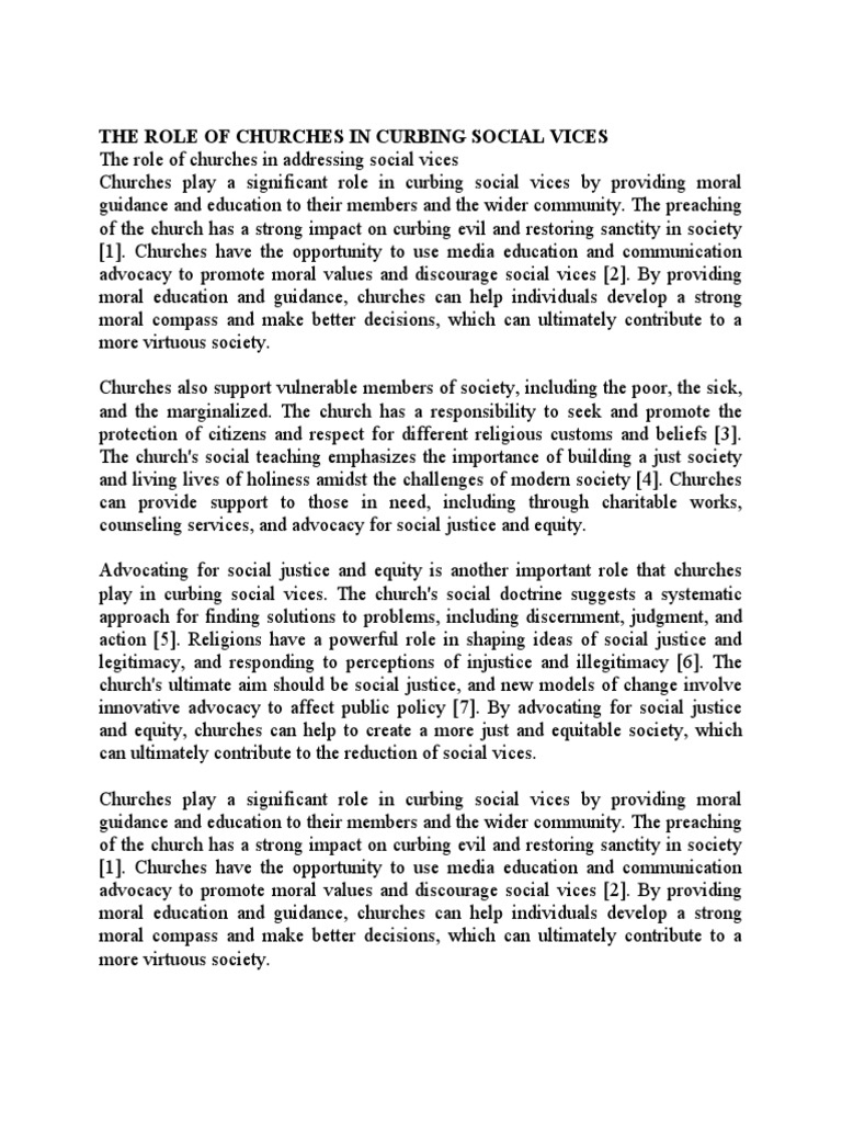 Churches' Impact on Social Vices | PDF | Justice | Crime & Violence