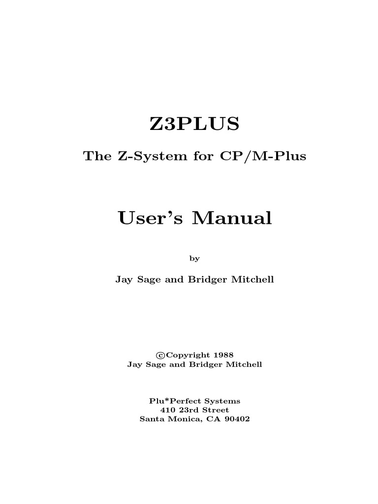 ZCPR3 For CP-M + Manual Z3plus | Download Free PDF | Command Line Interface | Shell (Computing)