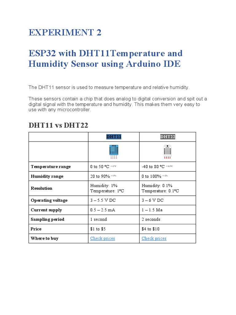 ESP32 DHT11 Sensor Guide with Arduino | PDF | Sensor | Arduino
