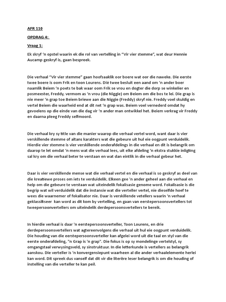 AFR 110 Opdrag 4 Vraag 1 en 6 | PDF
