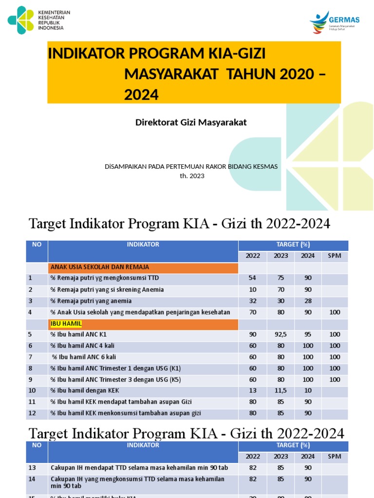 Indikator Program Kia-Gizi Masyarakat Tahun 2020 - 2024 LMG | PDF