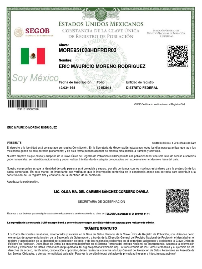 Protección de Identidad y Uso de CURP | PDF | Privacidad de la ...