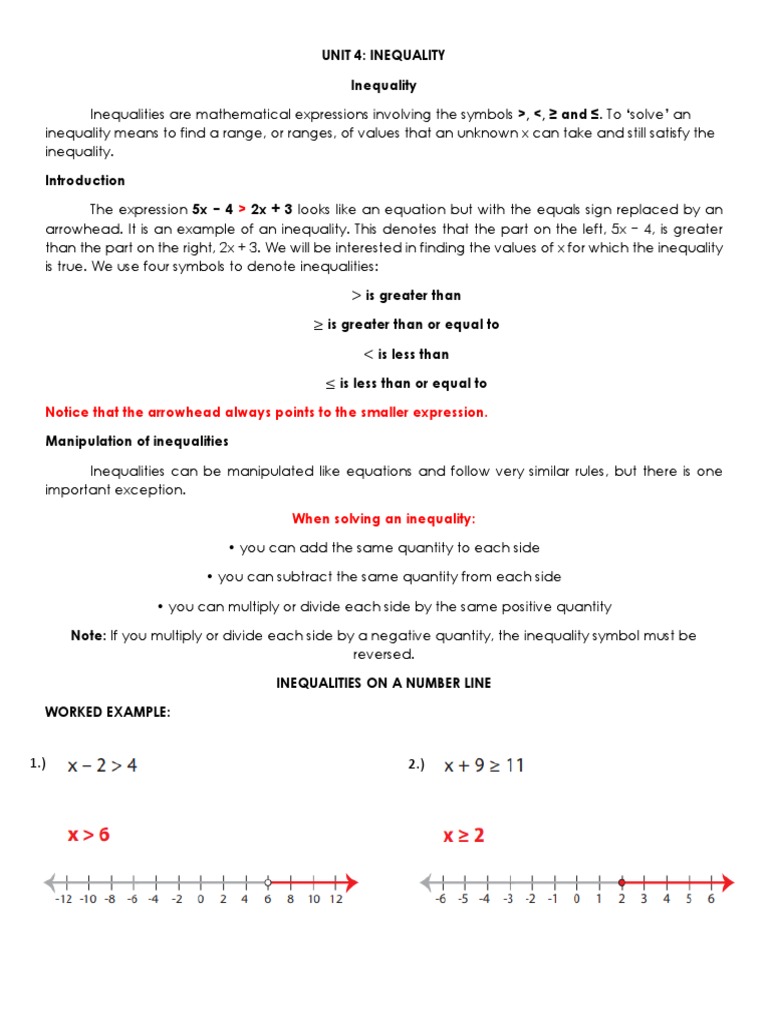 Unit 4 - Inequalities | PDF