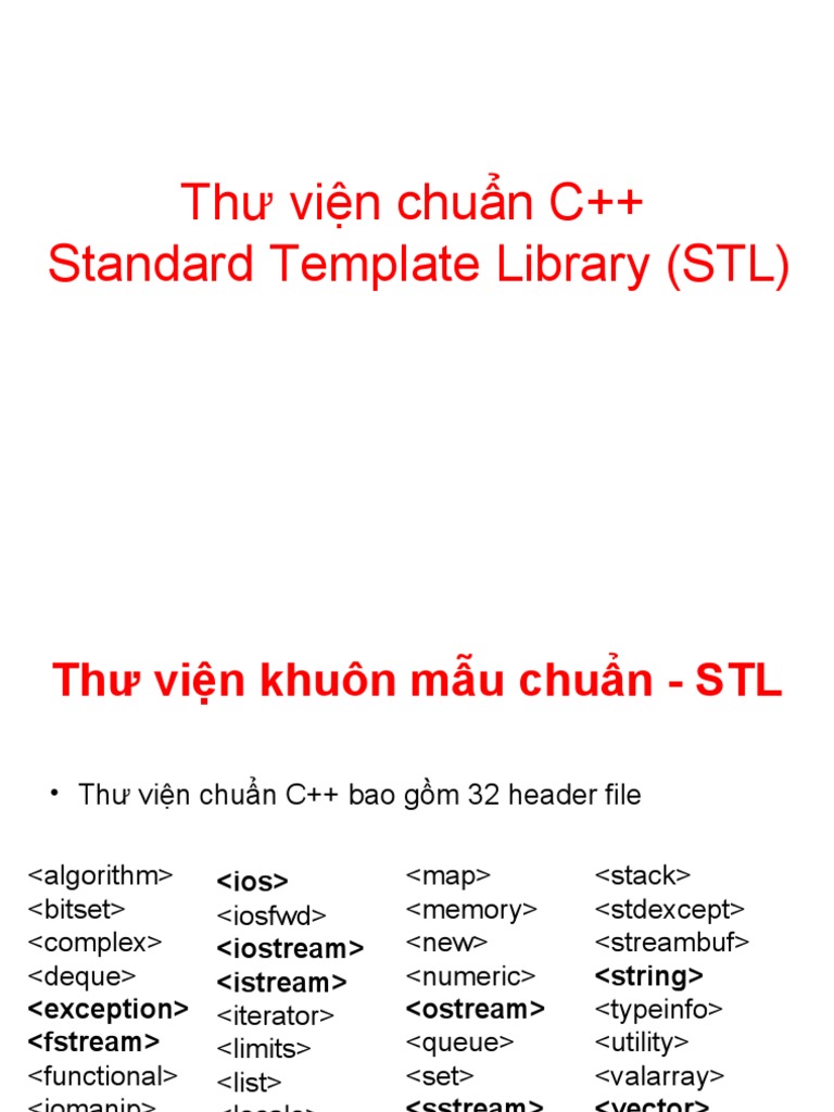 Thư Viện Chuẩn C++ Standard Template Library (STL) | PDF