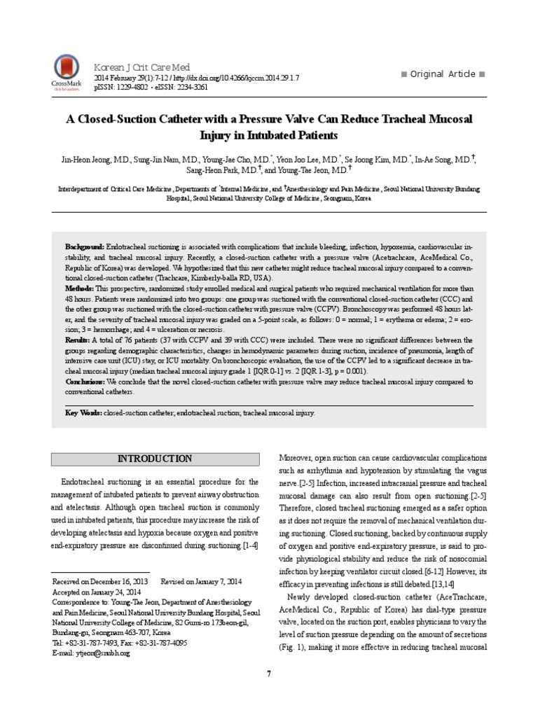Pressure Valve Catheter Reduces Tracheal Injury | PDF | Intensive Care ...