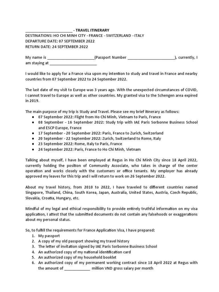 SOP Sample 2 | PDF | Travel Visa | Paris