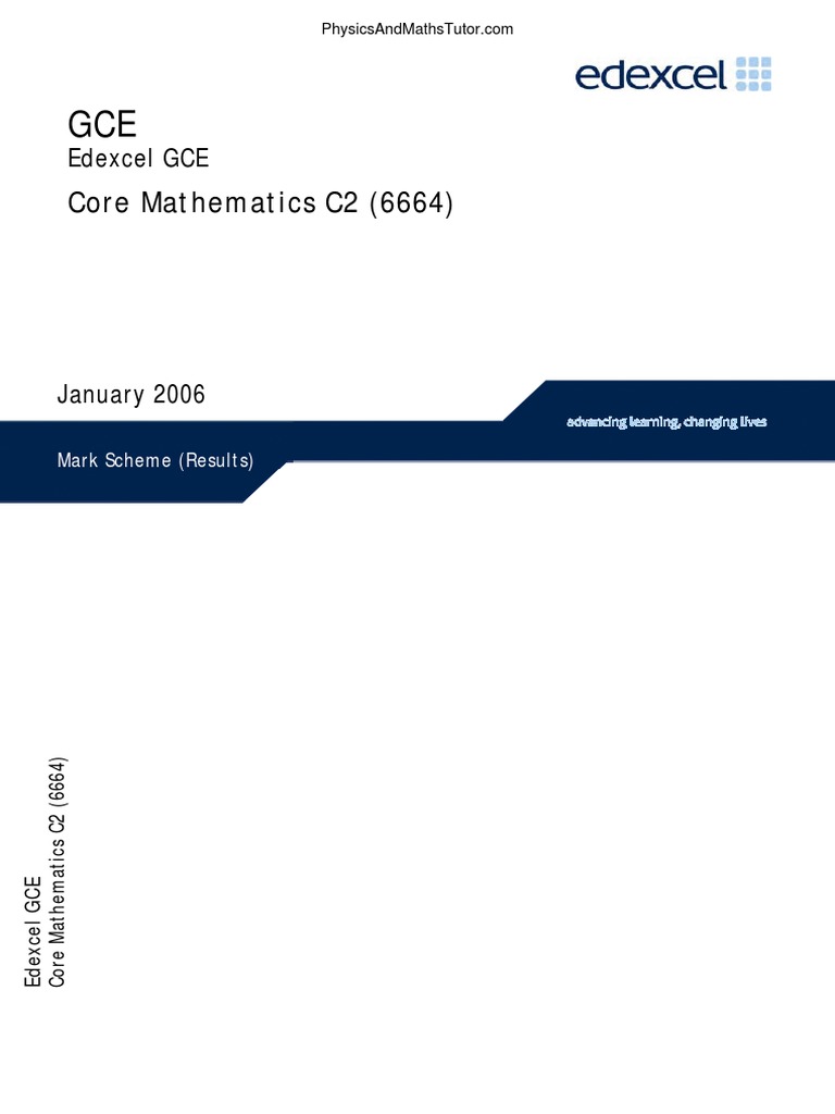 January 2006 MS - C2 Edexcel | PDF | Algebra | Mathematical Objects