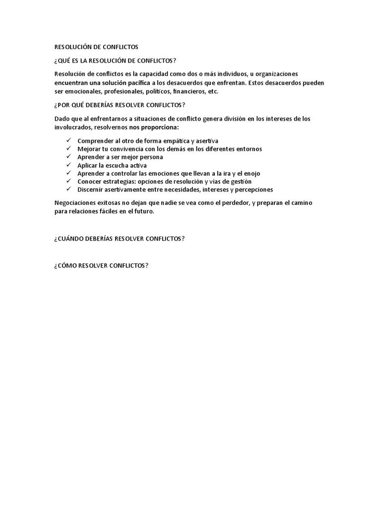 Estrategias para la Resolución de Conflictos | PDF
