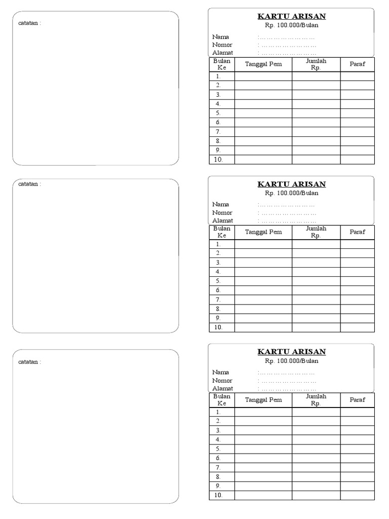 Kartu Arisan | PDF