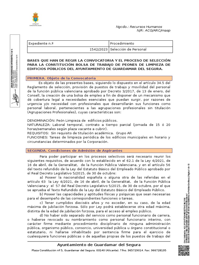 Bases Bolsa de Trabajo Peon Limpieza Edificios Publicos | PDF | Gestión ... Bases Bolsa de Trabajo Peon Limpieza Edificios Publicos | PDF | Gestión ...