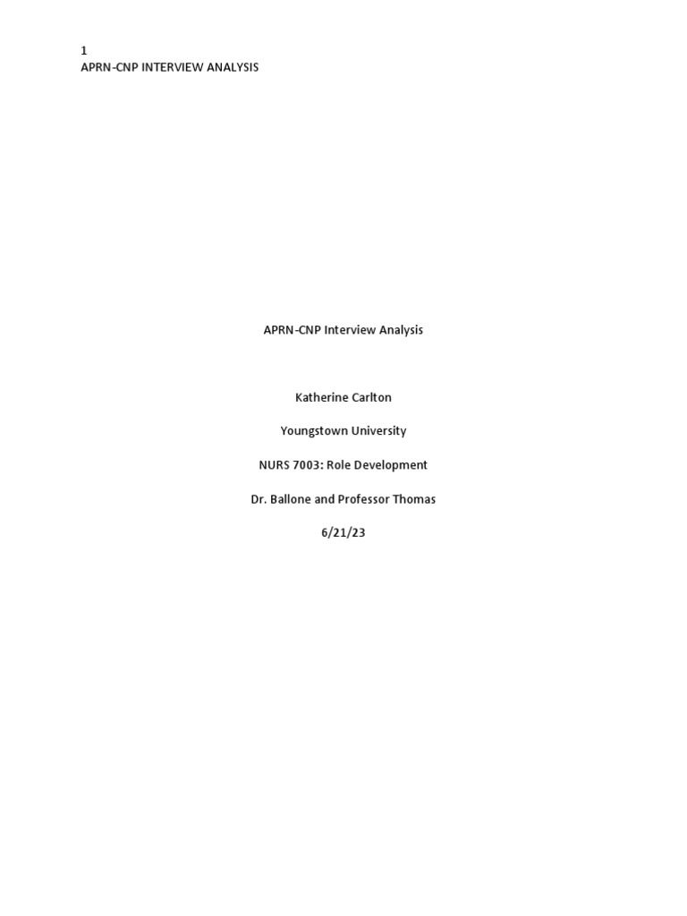 Aprn Cnp Interview Analysis PDF Patient Nursing