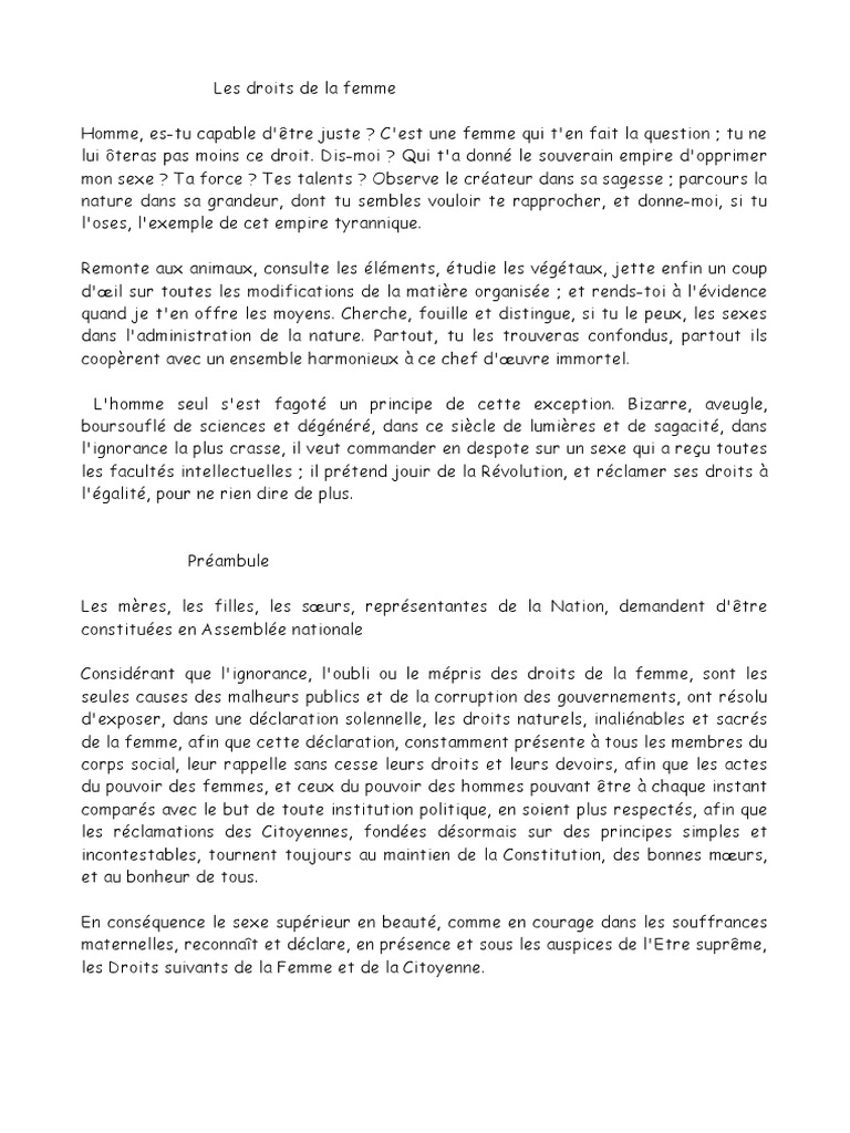 Olympe de Gouges Extraits | PDF