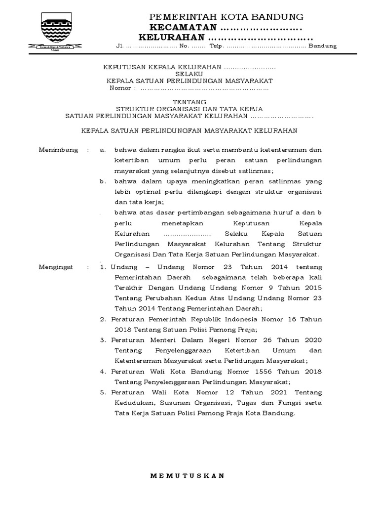 SK SOTK Satlinmas Contoh | PDF