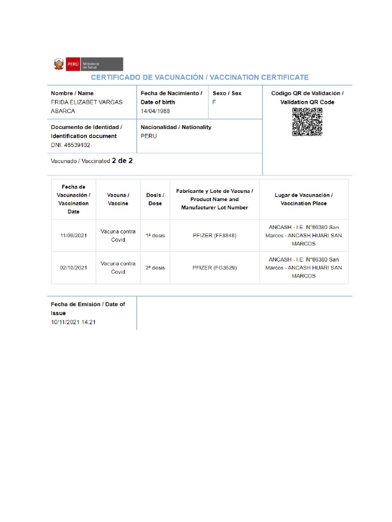 Carnet de Vacunacion_frida Vargas Abarca | PDF